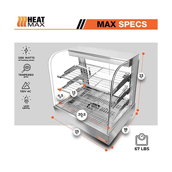 HeatMax 251823 Commercial Electric Stainless & Curved Glass Food Warmer ...