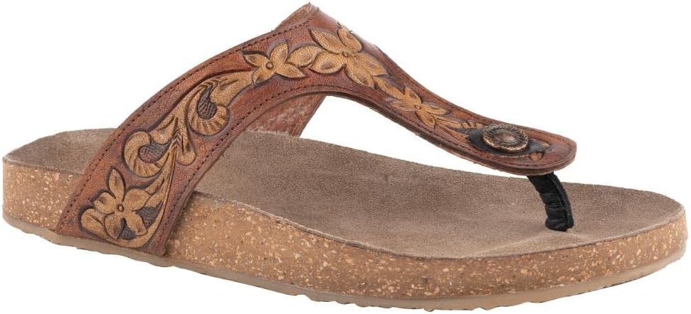 Amazon.com | ROPER Ladies Miranda Tooled Sandals 7 Tan | Flats