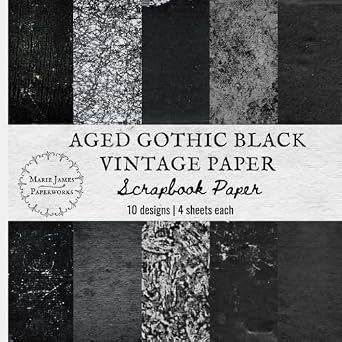 Aged Gothic Black Vintage Scrapbook Paper for Spooky Halloween ...