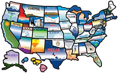 Amazon.com - RV State Sticker Travel Map - 19 x 13 inch Large USA Decal ...