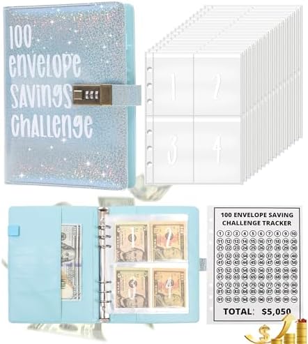 Amazon.com : 100 Envelopes Money Saving Challenge Binder with Code Lock ...
