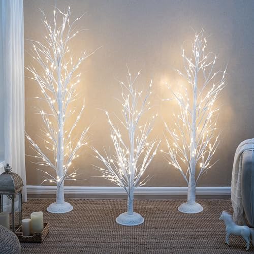 Amazon.com : Aaliyah Lighted Christmas Tree Prelit Set of 3 LED Trees ...