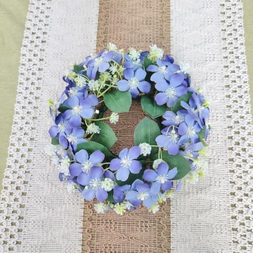 Amazon.com: 4 Pack Spring Floral Candle Rings Artificial Hydrangea ...