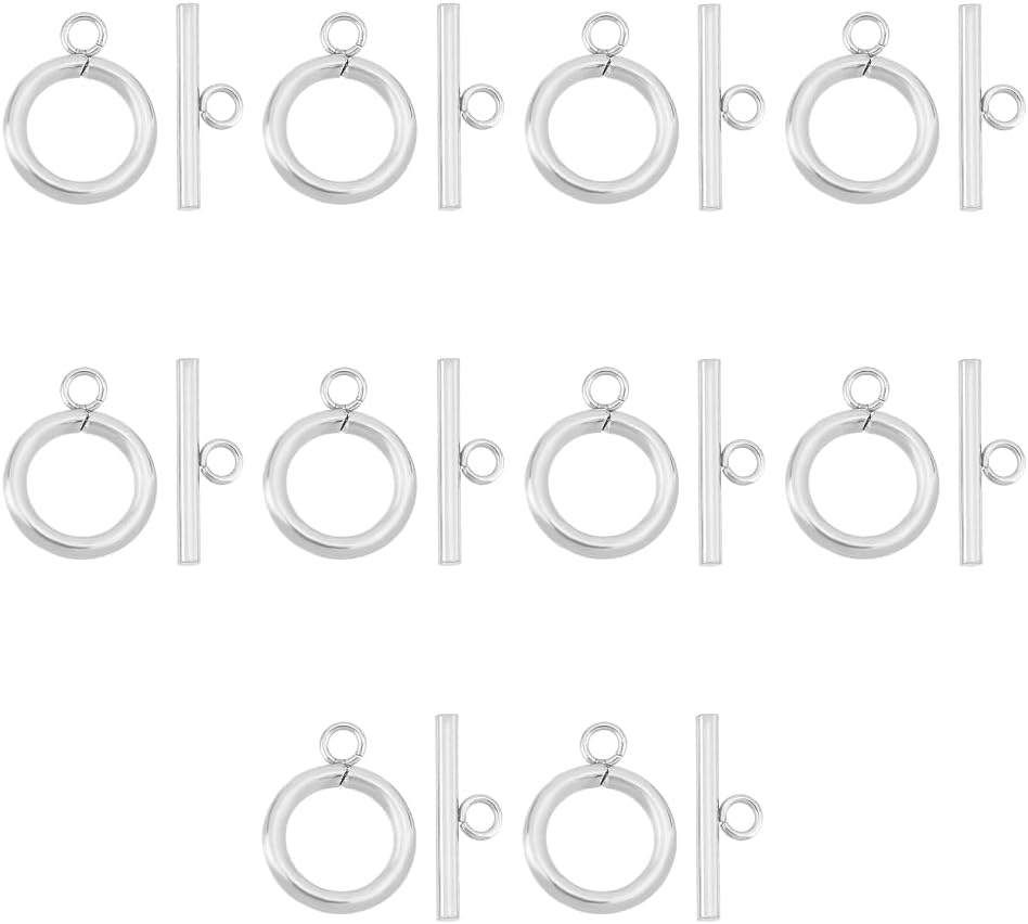 sourcing map 20 Set 304 Stainless Steel OT Toggle Clasps 16mm T-bar ...