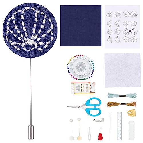 WEBEEDY Sashiko Kit DIY 12 Sets Sashiko Brooches in 4 Styles, Japanese ...