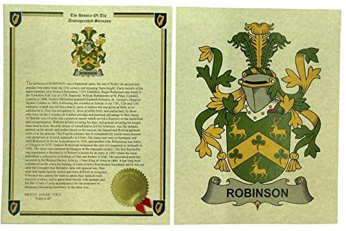 Amazon.com: Robinson - Coat of Arms and Last Name History - 8.5x11 ...