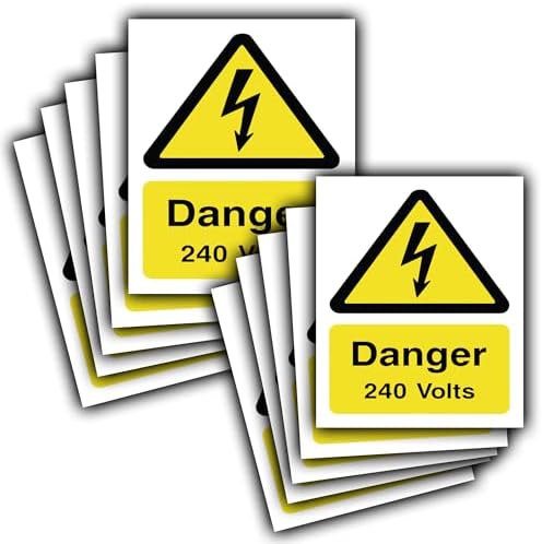 12 Pack - Danger 240 Volts Self-Adhesive Vinyl Sticker Sign - 240v ...