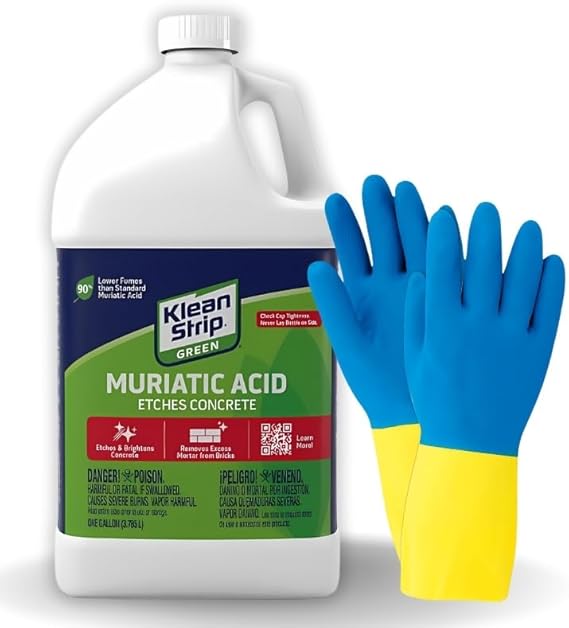 Amazon.com : Klean Strip Green Muriatic Acid with Heavy Duty Gloves - Low Fume Muriatic Acid ...