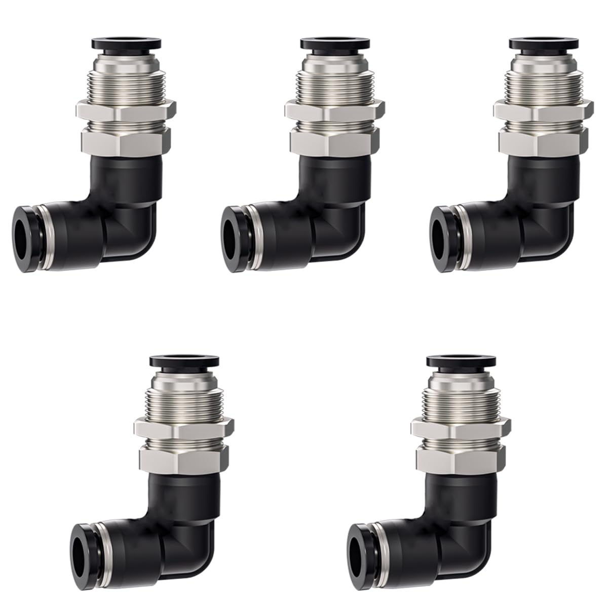Snapklik.com : Jienk 5Pcs Bulkhead Elbow 1/4" X 1/4" Tube OD Push To ...