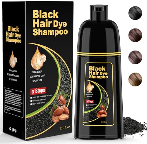Amazon.com : MOISTAR Black Hair Dye Shampoo 3 in 1 for Gray Hair Women ...
