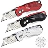 KATA 3-Pack Heavy Duty Box Cutter Folding Utility Knife with Zinc Alloy ...