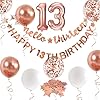 Amazon.com: Rose Gold Hello Thirteen Happy 13th Birthday Banner Garland ...