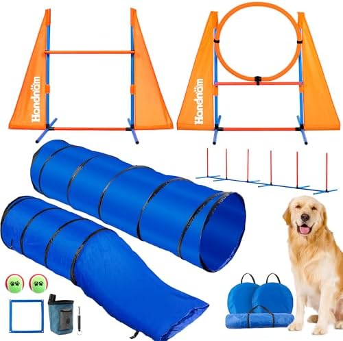 Amazon.com : Handnam Dog Agility Course Backyard Set, 2 Agility Tunnel ...