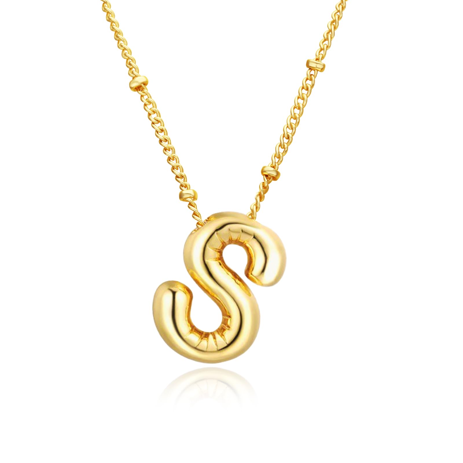 Amazon.com: TZPI 18K Bubble Letter Necklace Gold Plated for Women ...