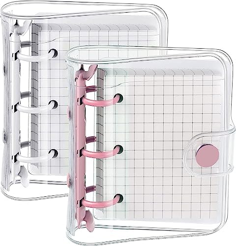 Amazon.com : 4 Pack Mini Transparent 3-Ring Clear PVC Notebook Covers with Binder Pockets - 320 ...