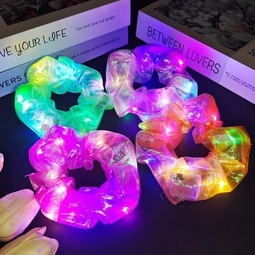 Amazon.com : 4 Pcs Light Up Mermaid Scrunchies, LED Hair Scrunchy for ...