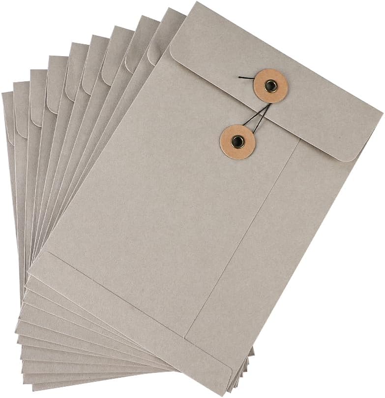 Amazon.com : 10 Pack Vintage Kraft Paper Envelope with String Closure Kraft Paper File Folders ...