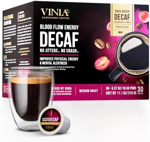 Amazon.com: VINIA Blood Flow Coffee DECAF - Medium Roast Superfood ...