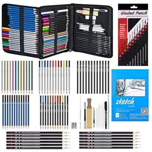Corslet Pencil Colour Set of 83 Pcs Sketch Kit 71 Pc Drawing Pencil Set and 12 Pc Sketching ...