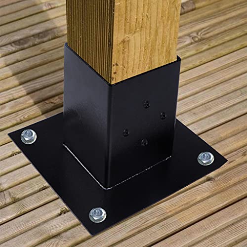 Skelang Fence Post Base 4 x4 Inches, Square Plate Post Bracket Anchor ...