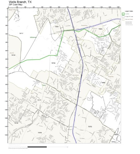 ZIP Code Wall Map of Wells Branch, TX ZIP Code Map Laminated: Amazon ...