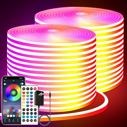 segrass 132ft LED neon Lights with Remote APP Control IP65 Waterproof ...