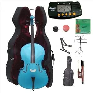 Amazon.com: Merano 4/4 Size Blue Cello with Hard Case, Bag and Bow+2 ...