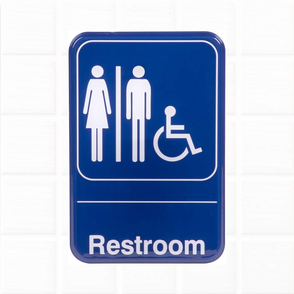 Unisex Bathroom Sign Blue Premium Vector | Unisex And Disabled Toilet