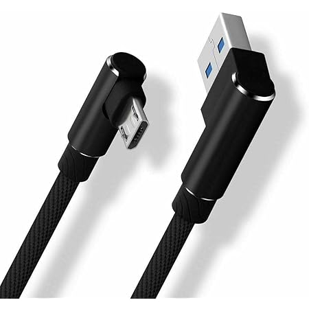 Right Angle Micro USB Cable, Nylon Braided 90 Degree USB A to Micro B ...