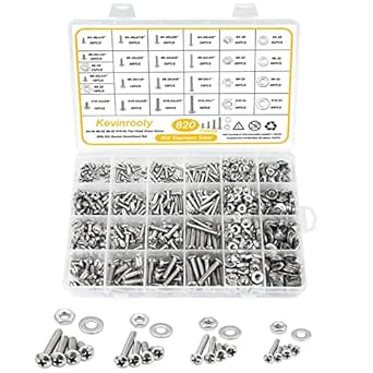 Kevinrooty 820Pcs 304 Stainless Steel Nuts and Bolts Assortment Kit, 10-24#8-32#6-32#4-40 ...
