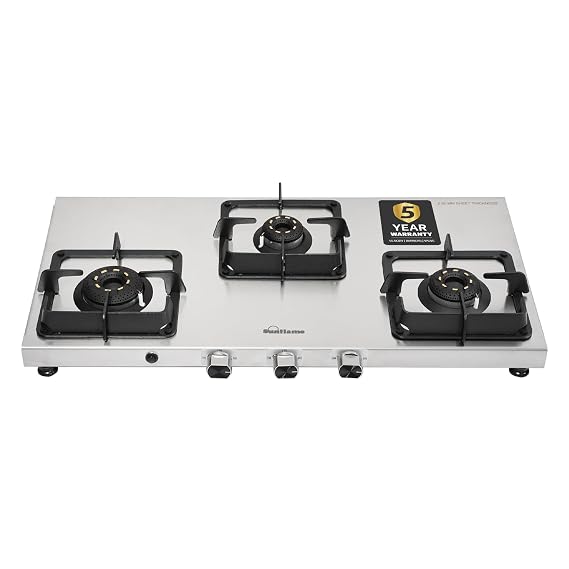 Sunflame Ultra-Slim Stainless Steel 3 Burner Gas Stove 77 cm Wide ...