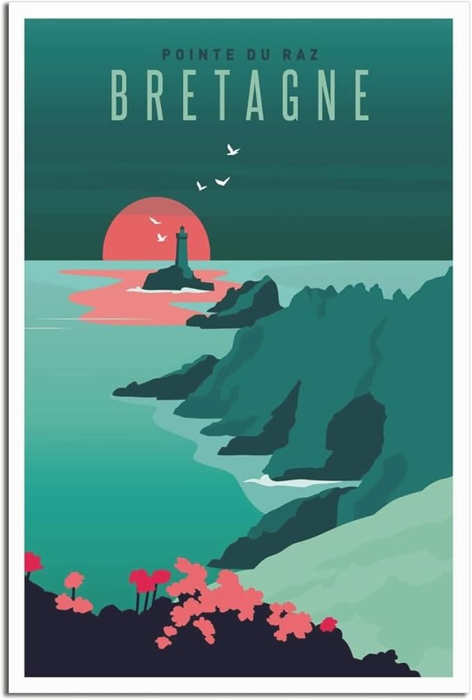 UEJD Bretagne Pointe Du Raz Affiche de voyage vintage décorative Poster ...