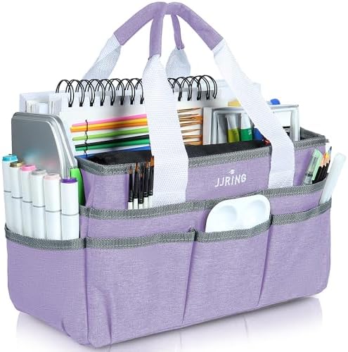 Amazon.com: Large Craft Storage Tote Bag with 10 Pockets | Scrapbooking ...