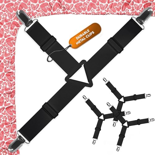 Bed Sheet Holder Corner Straps - 4 pcs Black, Mattress Cover Clips to ...