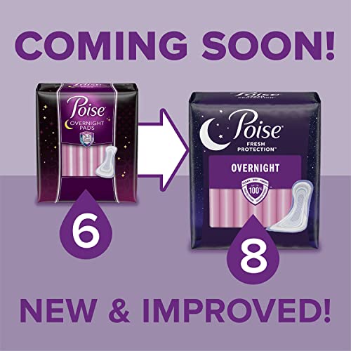 Poise Overnight Incontinence Pads for Women, Ultimate Absorbency, 24 ...