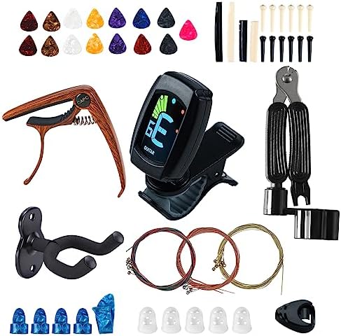 Donux Acoustic Guitar Accessories Kit 68PCS - Strings, Capo, Picks ...