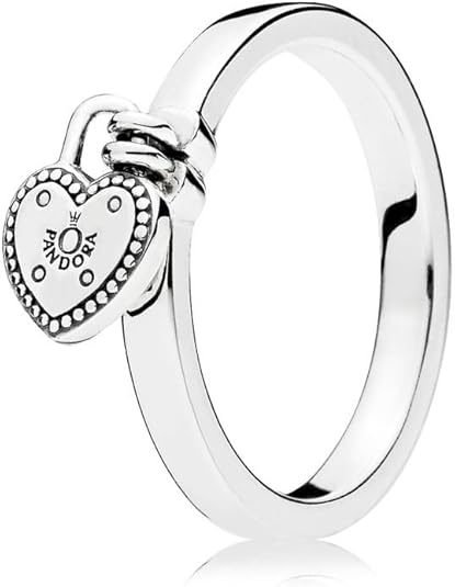Amazon.com: PANDORA Heart Padlock Ring, Sterling Silver 196571-58 EU 8. ...