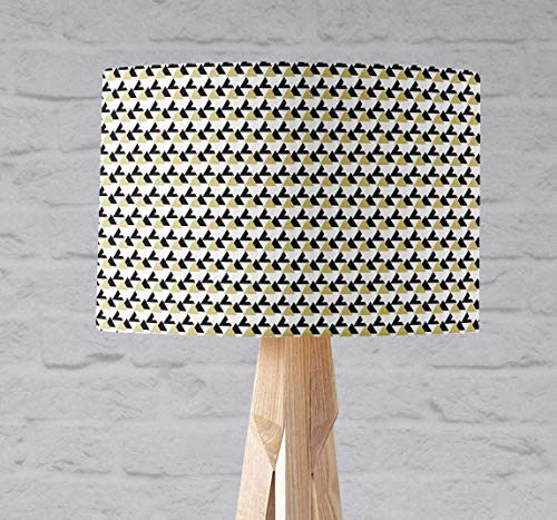 White Lampshade with Black and Gold Geometric Triangle Design, Ceiling ...
