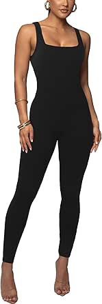 Amazon.com: VJHX Black One Piece Jumpsuits for Women Tank Sleeveless ...