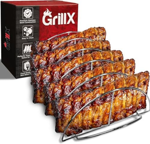 Amazon.com : BBQ Grill Rib Rack for Smoking [Upgraded] 16" Semi ...