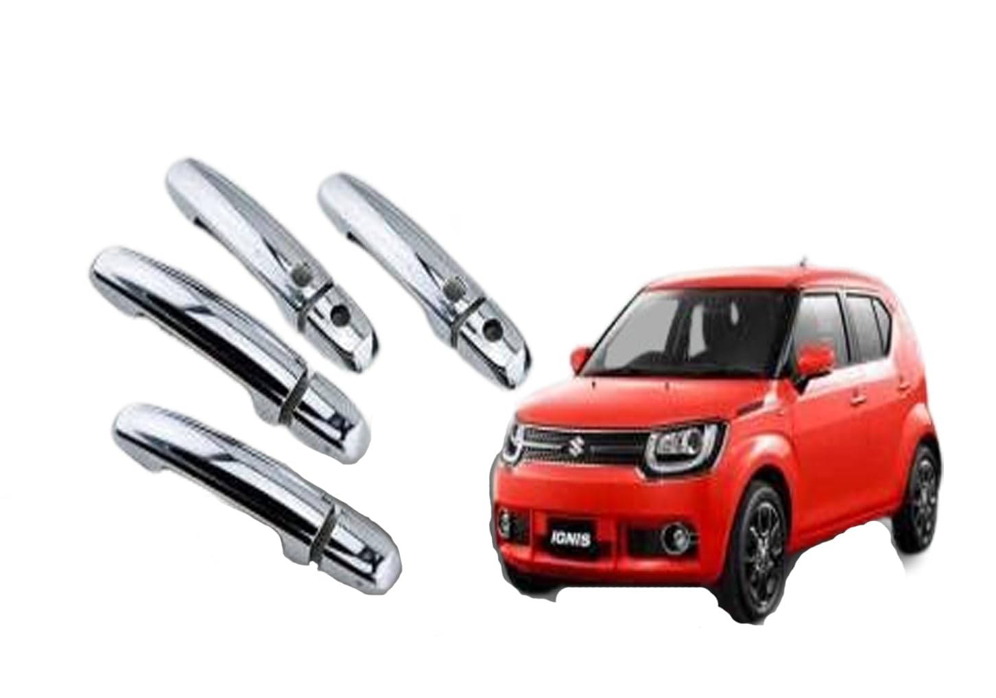 BuBu Car Silver Plated Chrome Door Handle Catch Cover for Maruti Ignis ...