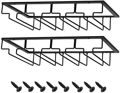Amazon.com: Yetene 9 Pack 14 Inch Black Wine Glass Rack Hanging Under ...