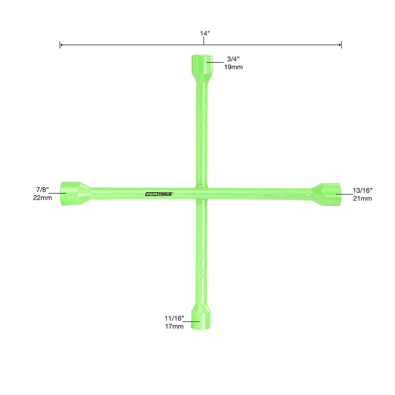 OEMTOOLS 20560 14 Inch Universal Lug Nut 4-Way Cross Wrench | SAE ...