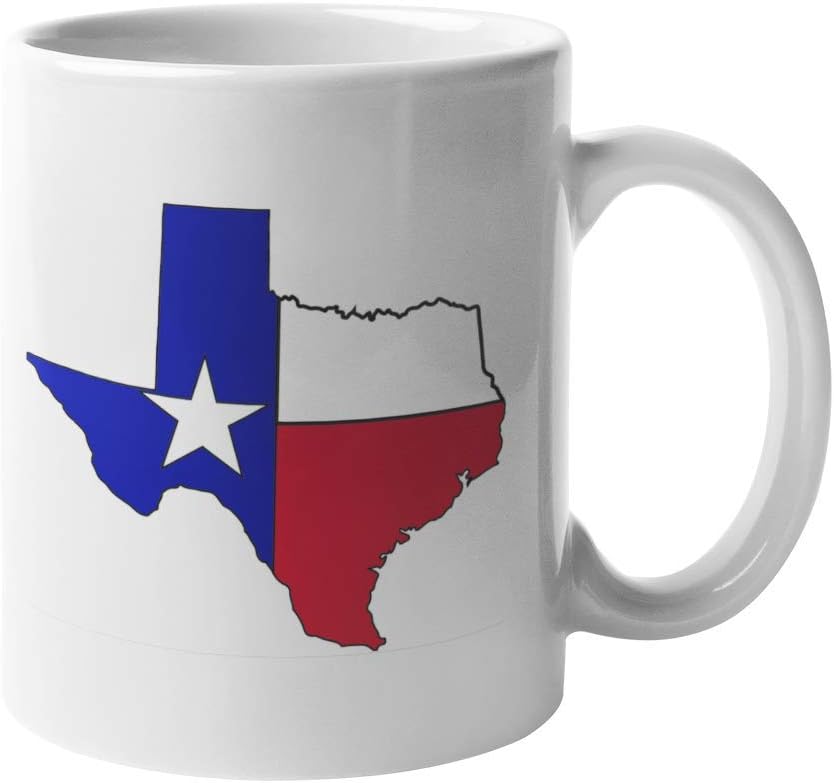 Amazon.com: Texas State Outline with Flag Overlay Coffee Mug | Texas ...