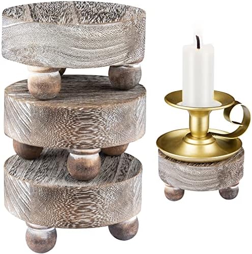 Amazon.com: Set of 2 Mini Wood Risers for Decor Round Wooden Riser ...