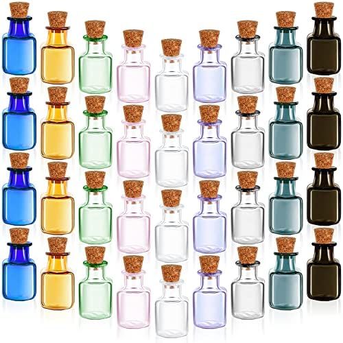 Amazon.com: Mini Glass Color Bottles Wishing Bottle Tiny Jars Vials ...