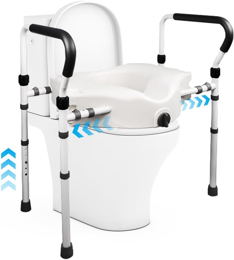 Eosprim Elevated Raised Toilet Seat with Handles, Toilet Seat Risers ...