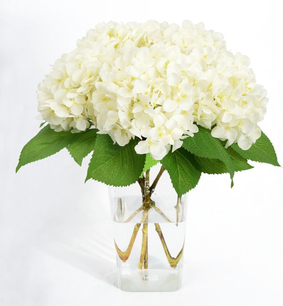 Amazon.com: Kimura's Cabin 6 Pcs White Hydrangea Flowers Bouquets Silk ...