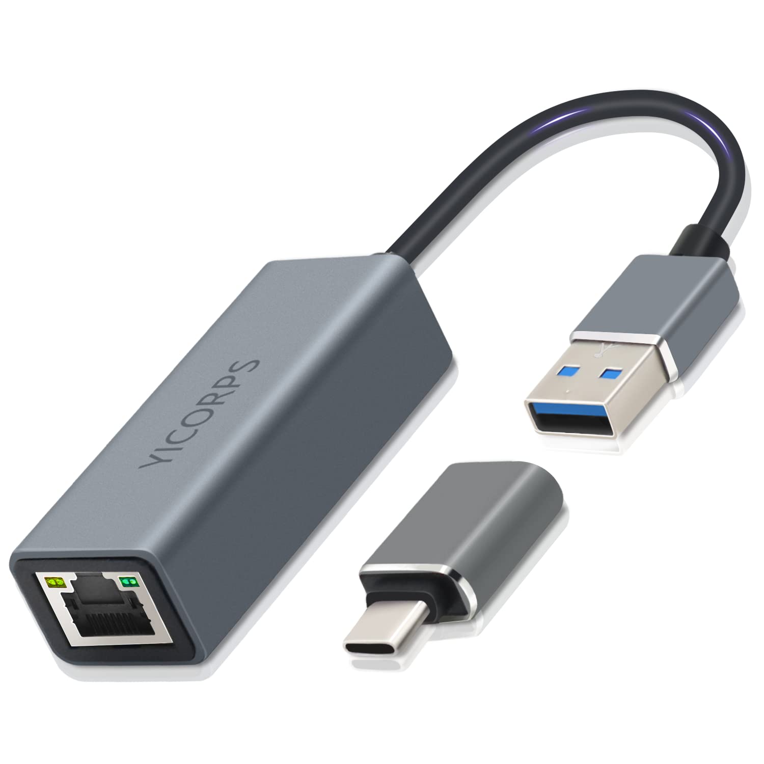 USB to Ethernet Adapter, Yicorps USB 3.0 Type C Thunderbolt 3 to RJ45 ...