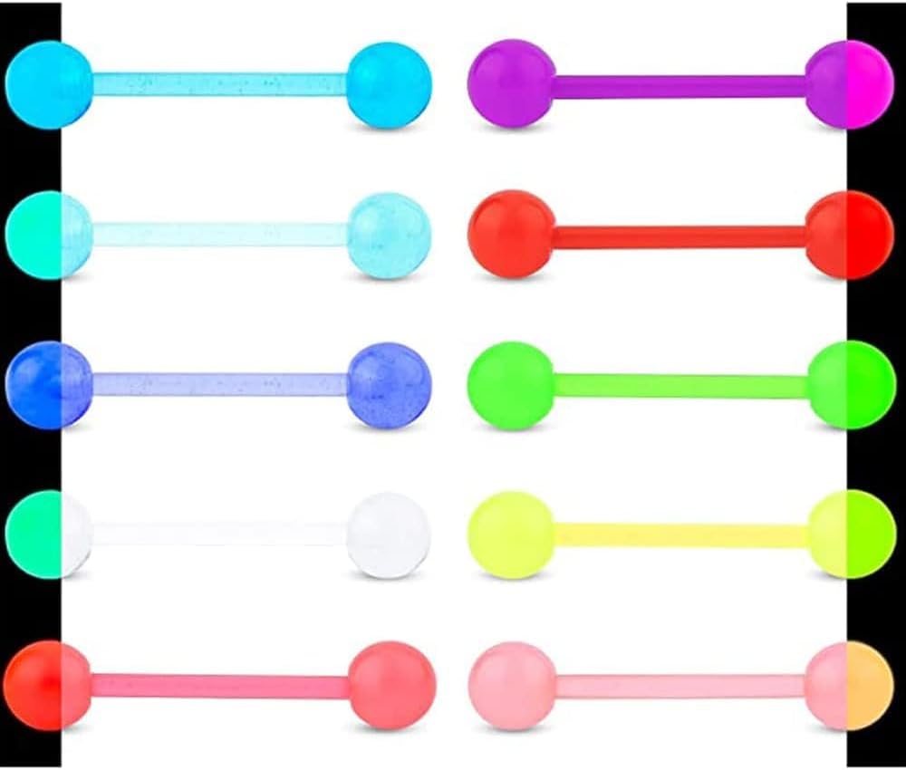 Jowxsx 10pcs Tongue Rings Acrylic Tongue Bars Tongue Piercing Bars for ...